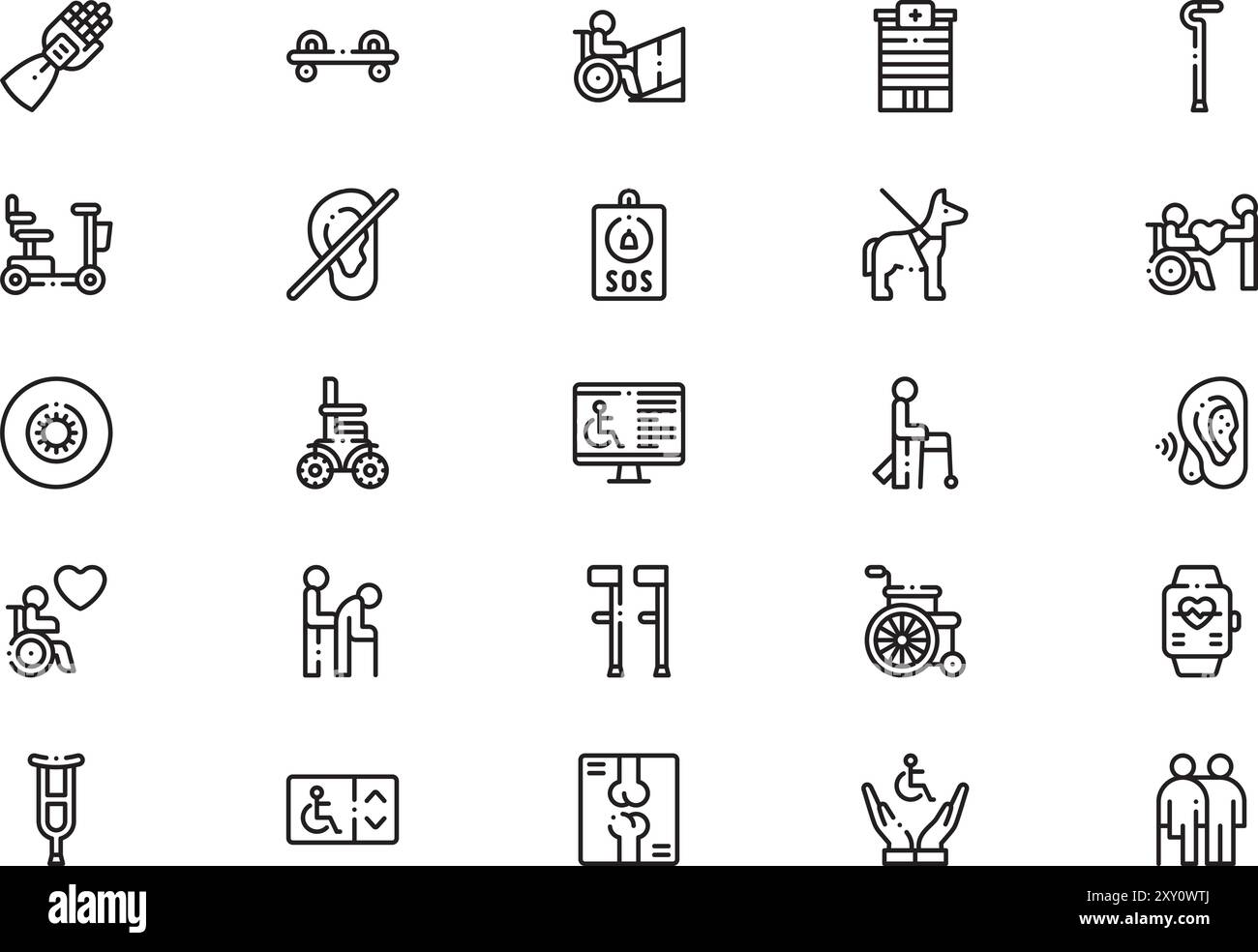 Disabled people assistance icons collection is a vector illustration ...