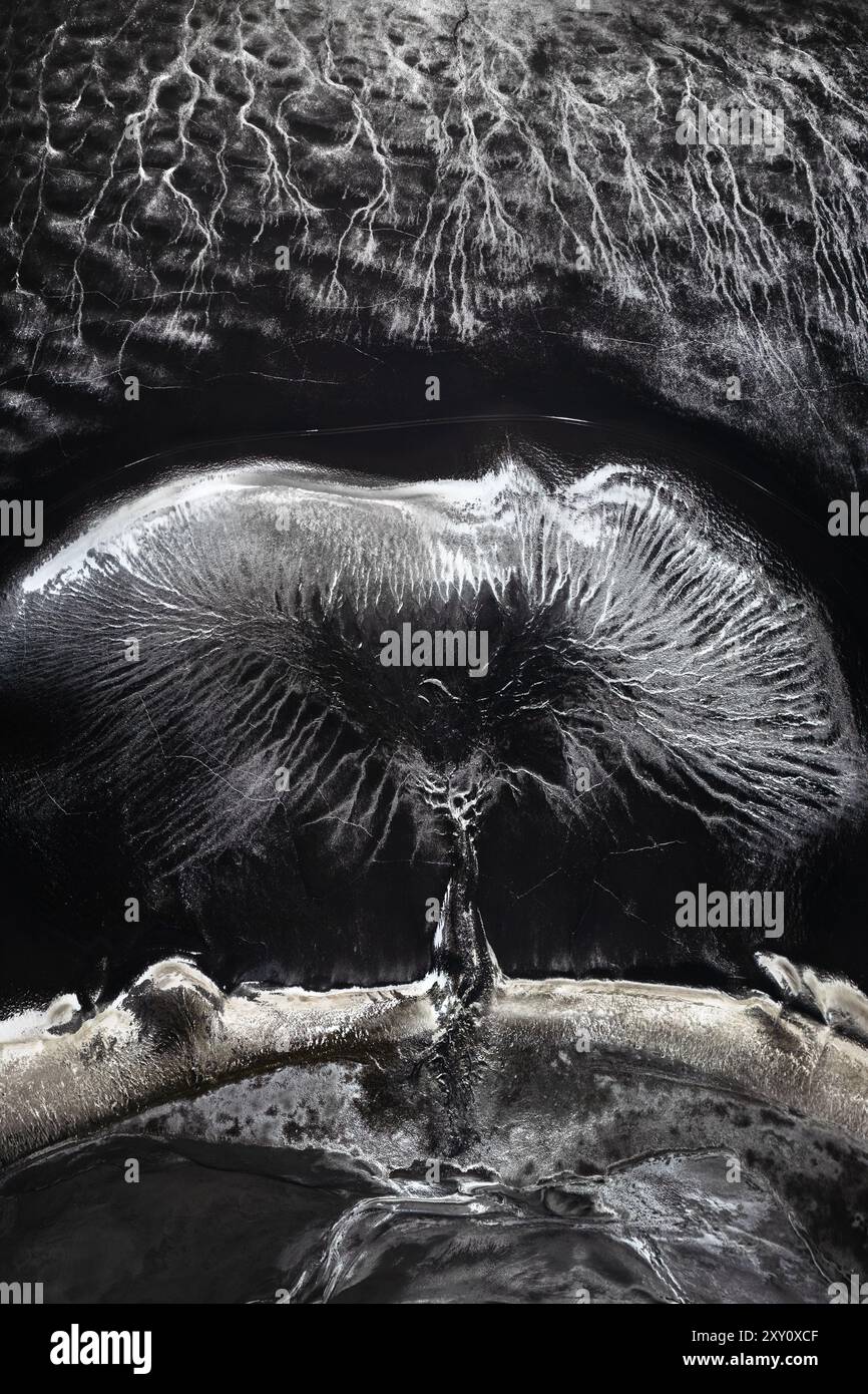 A stunning black and white aerial photograph that captures the unique ...