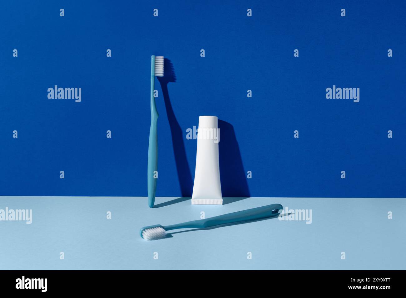 An image showcasing dental hygiene essentials including two ...