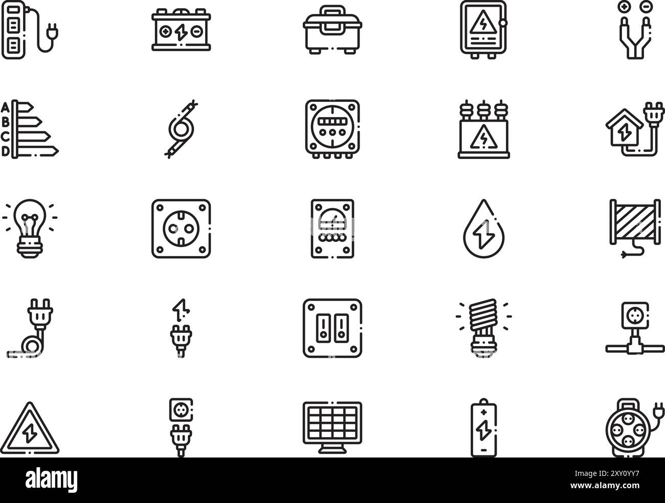 Electricity icons collection is a vector illustration with editable ...