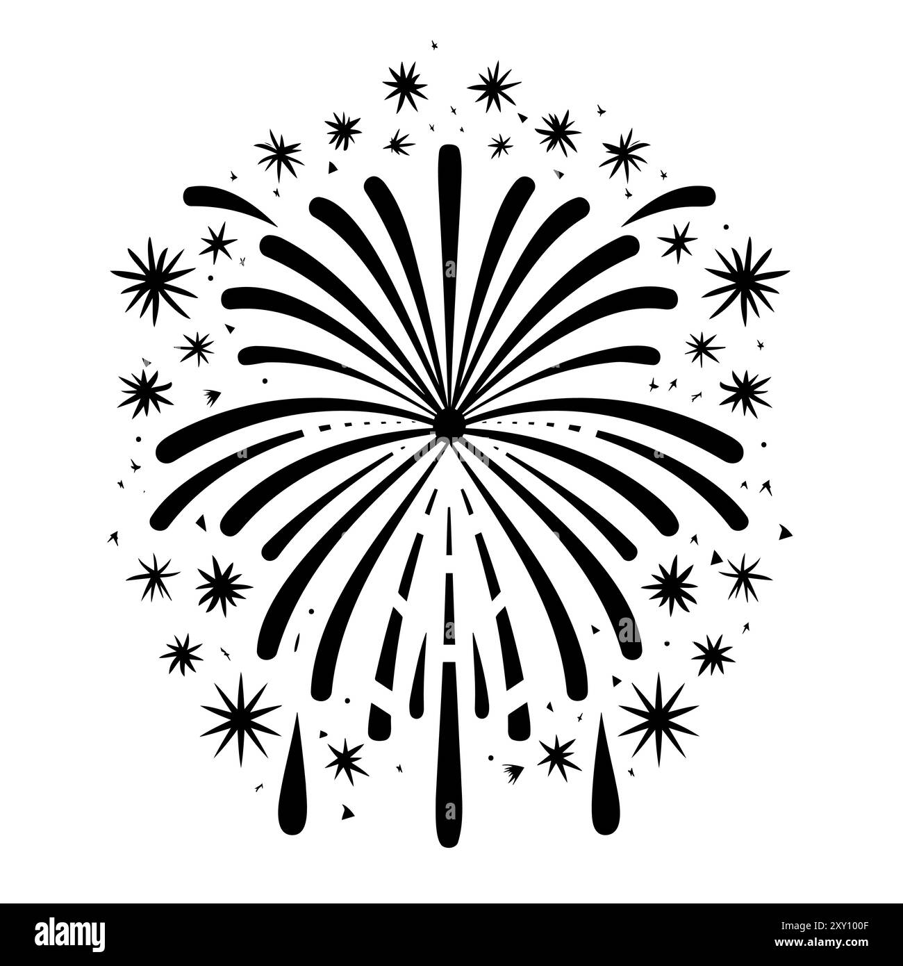 Festive Firework Burst Black and White Silhouette Stock Vector Image ...