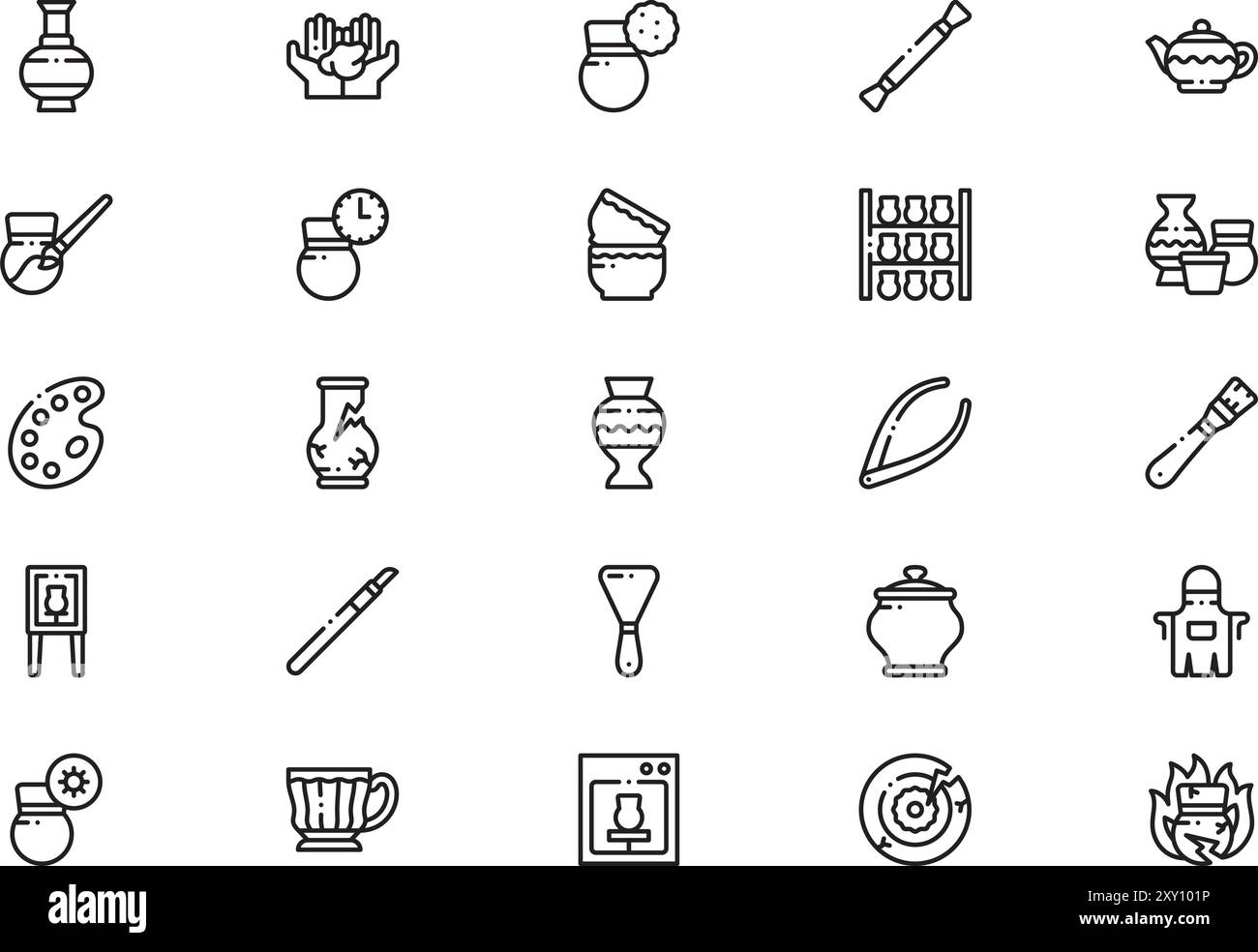 Pottery and ceramics icons collection is a vector illustration with ...
