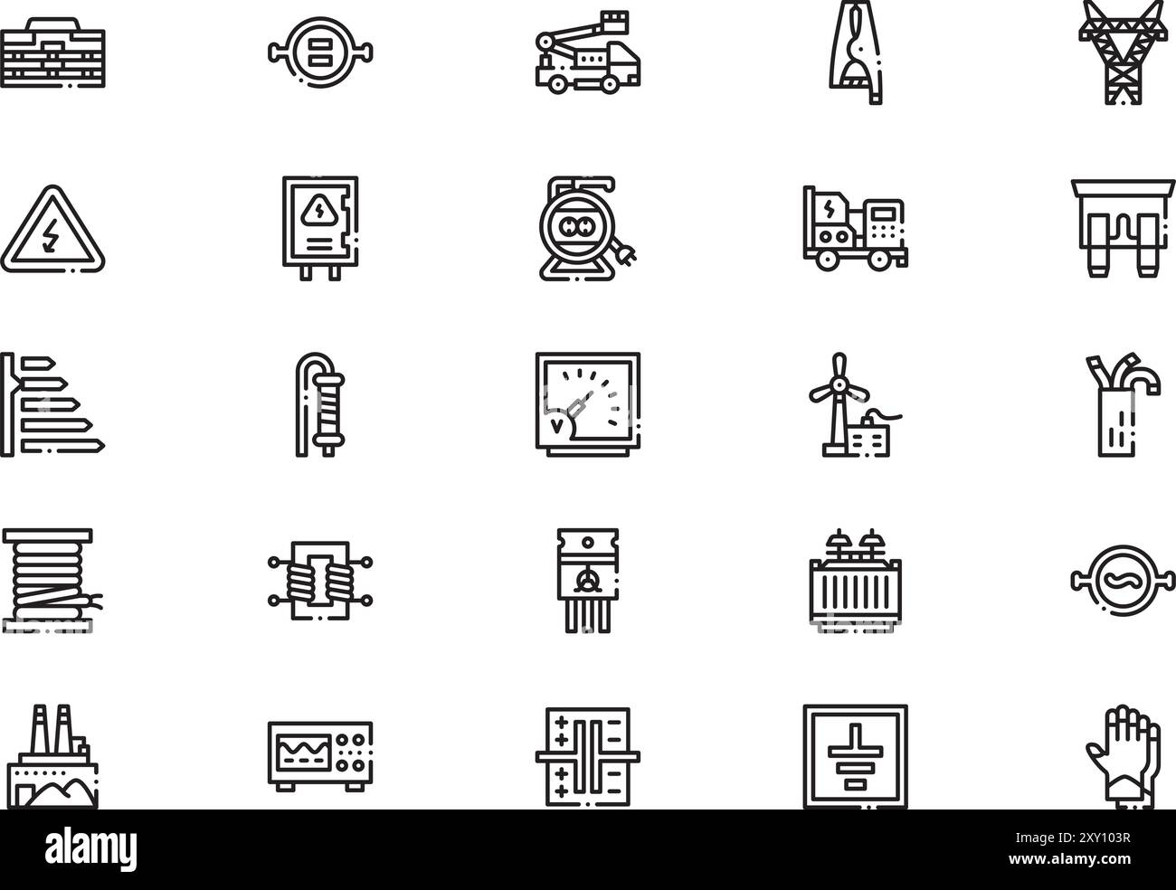 Electricity icons collection is a vector illustration with editable ...