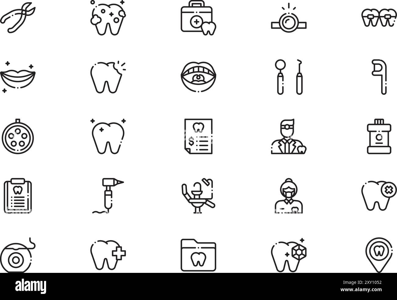 Dentist icons collection is a vector illustration with editable stroke ...