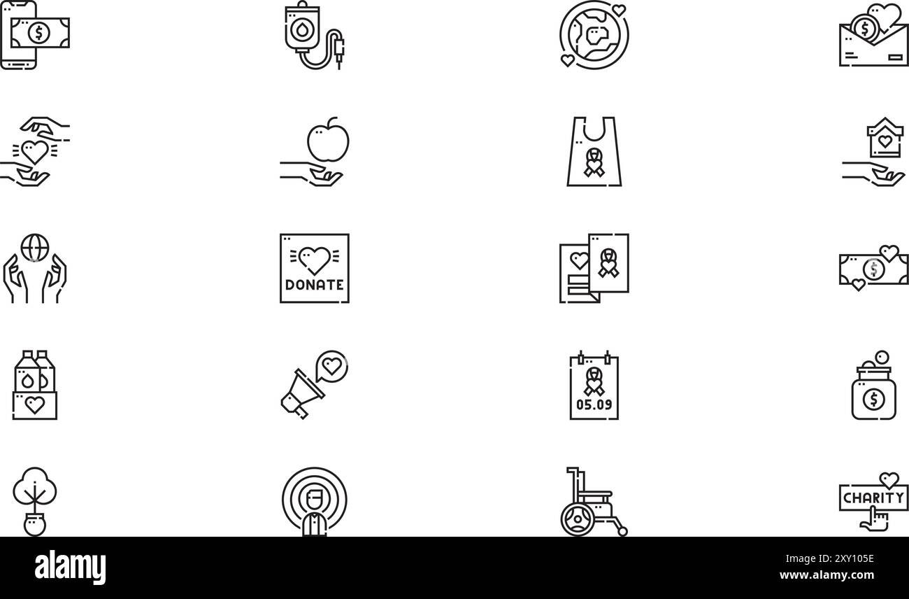 International day of charity icons collection is a vector illustration ...