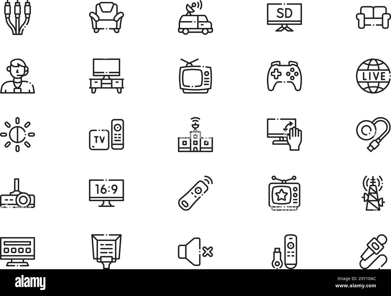 Television icons collection is a vector illustration with editable ...