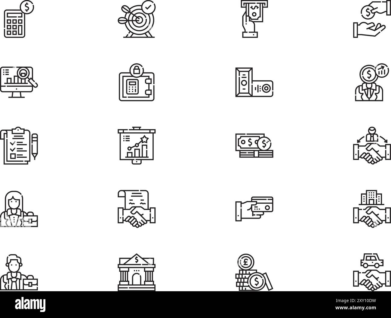 Broker icons collection is a vector illustration with editable stroke ...