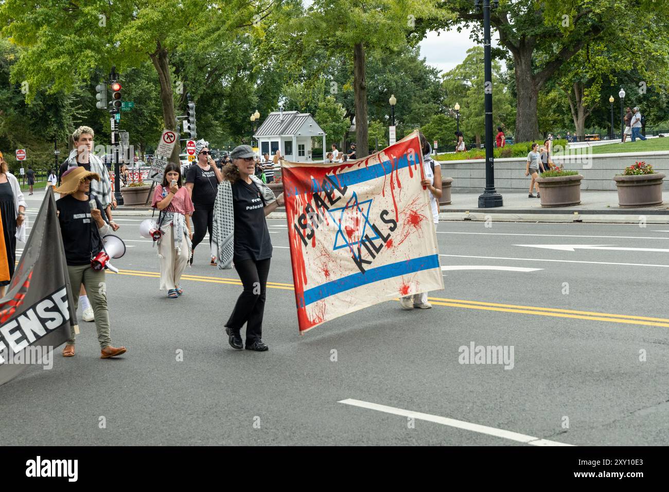 Washington DC, USA - 08/19/2024: A group of people are marching down ...