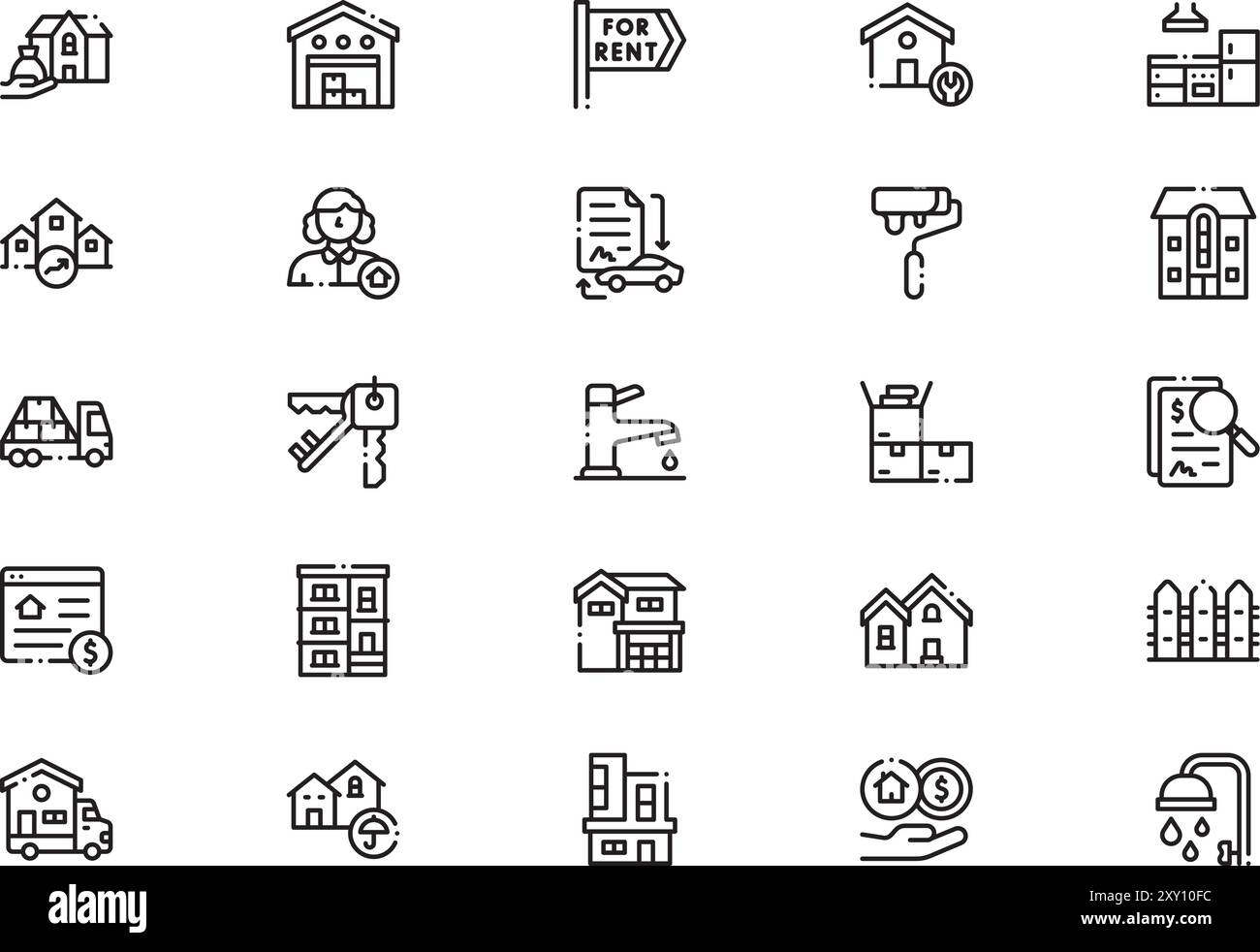 House rental icons collection is a vector illustration with editable ...