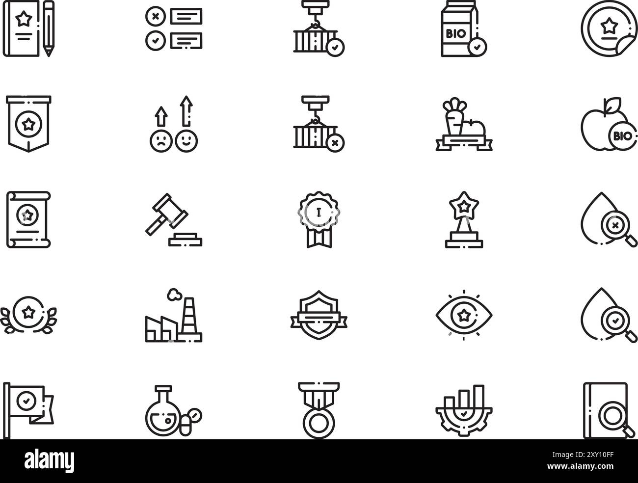 Quality control icons collection is a vector illustration with editable ...