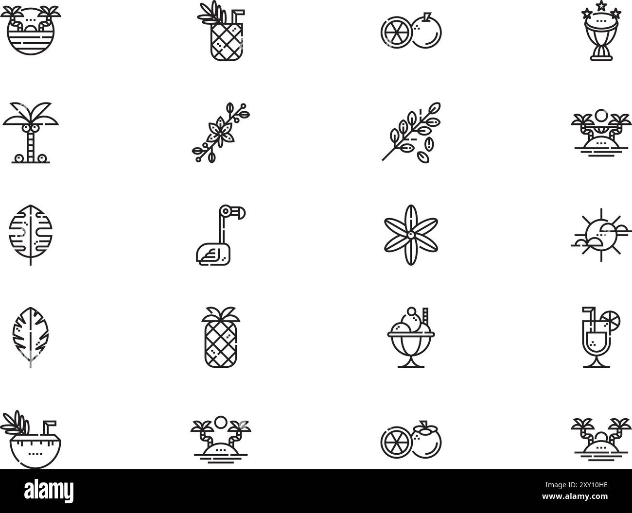 Tropical icons collection is a vector illustration with editable stroke ...