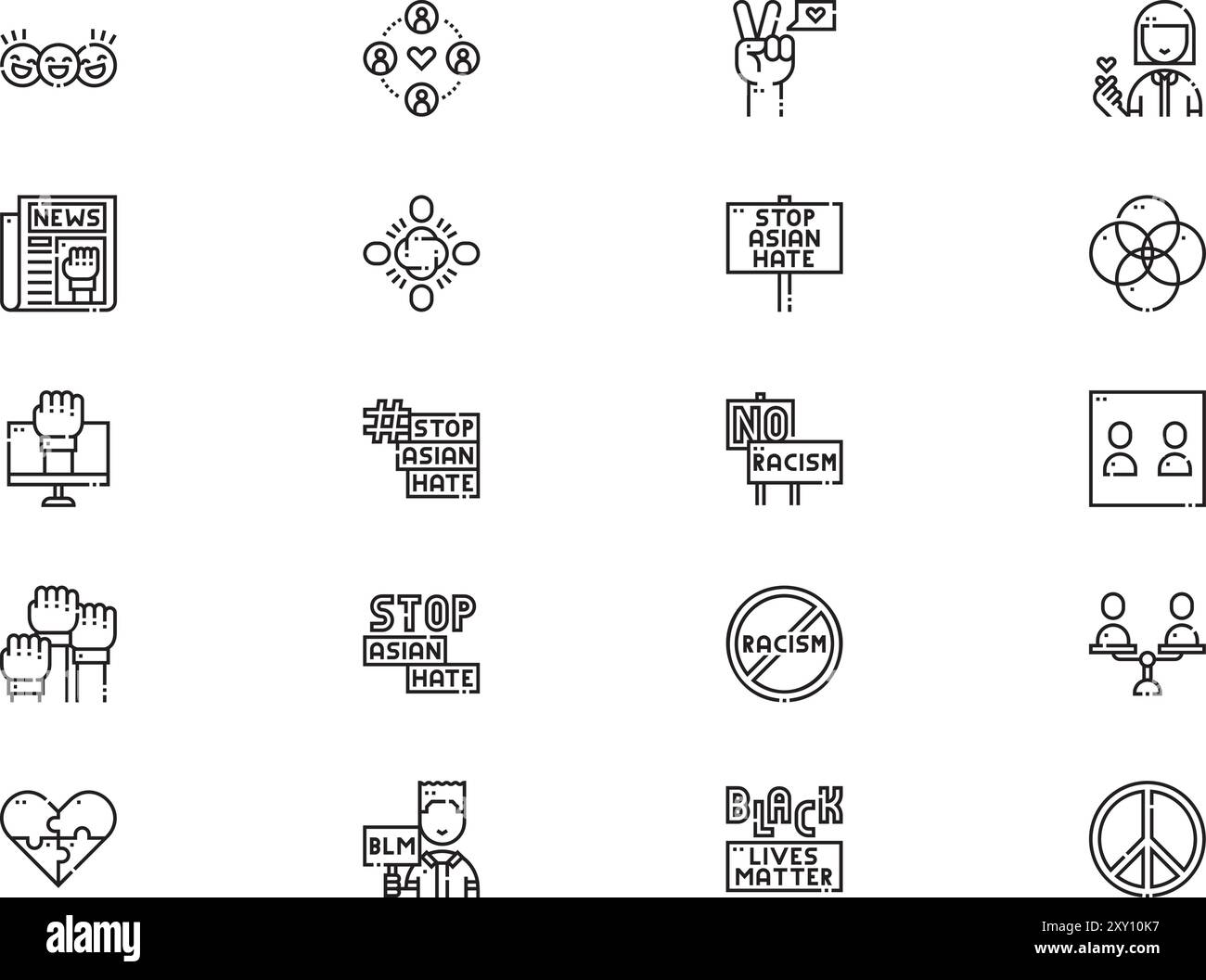 No racism icons collection is a vector illustration with editable ...