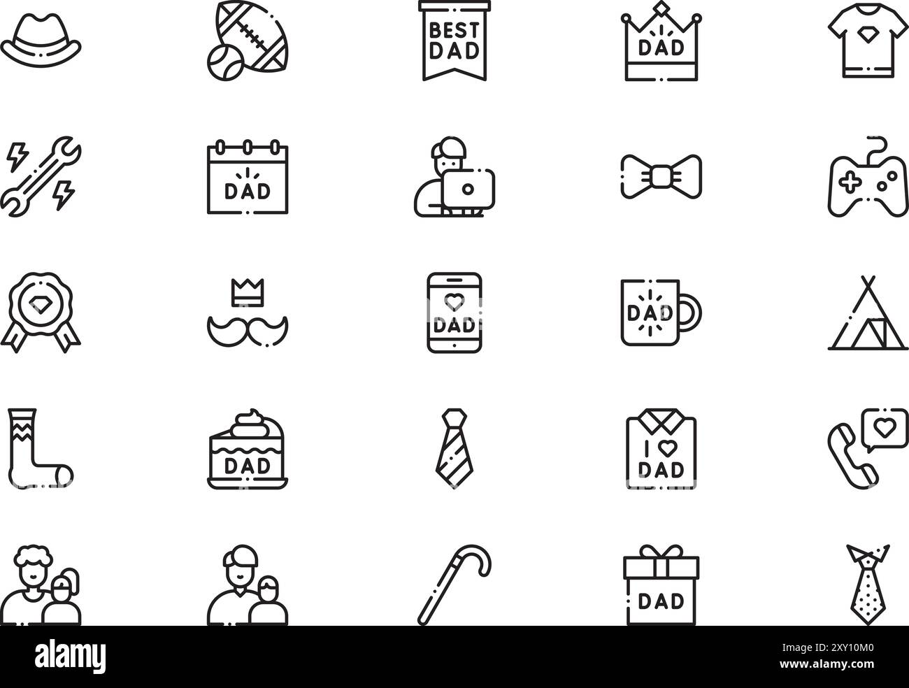 Fathers day icons collection is a vector illustration with editable ...