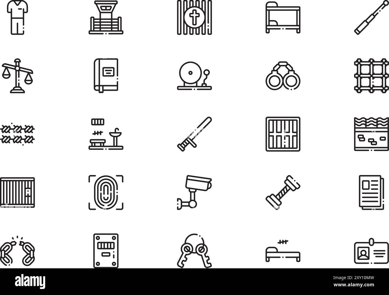 Prison icons collection is a vector illustration with editable stroke ...