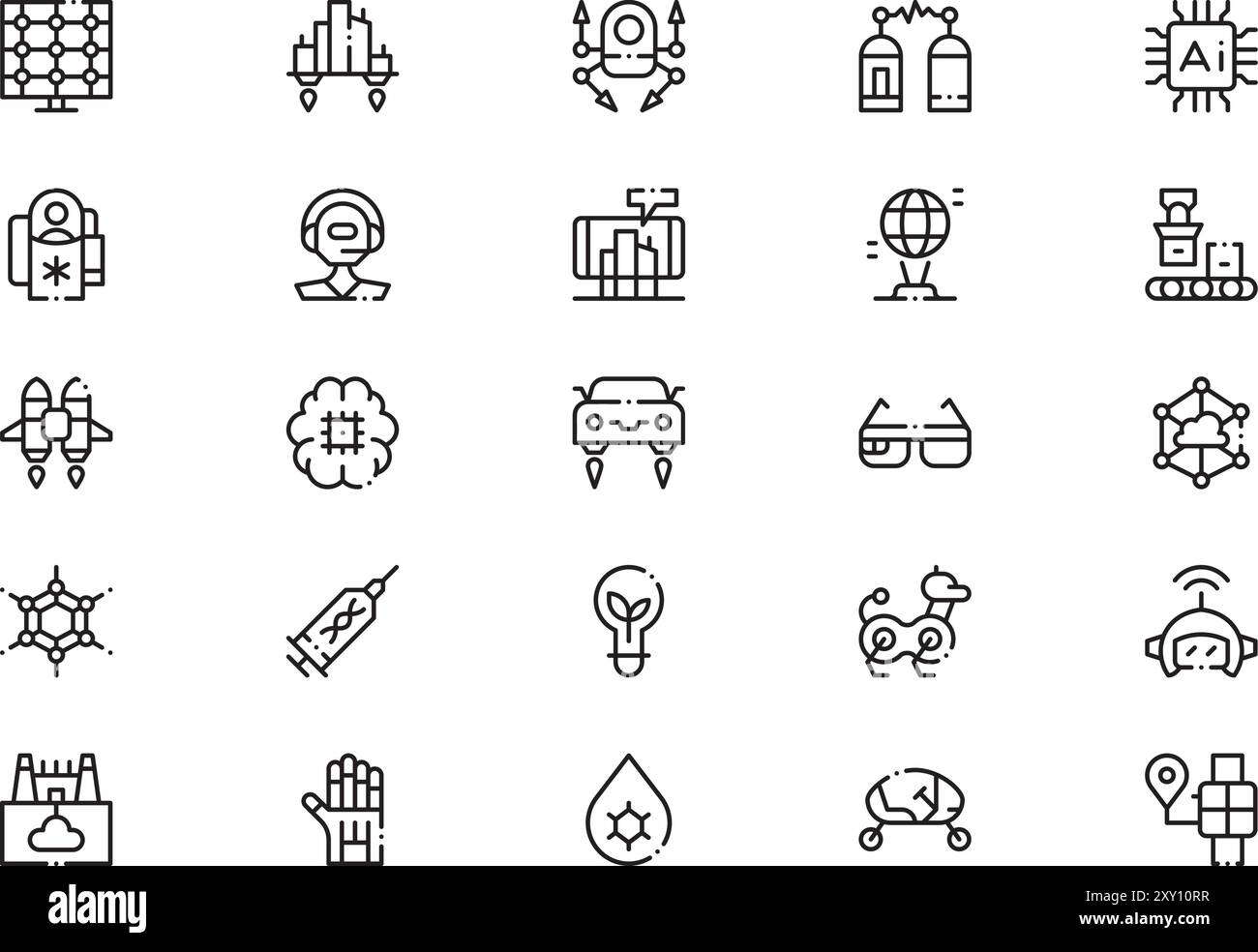 Futuristic technology icons collection is a vector illustration with ...