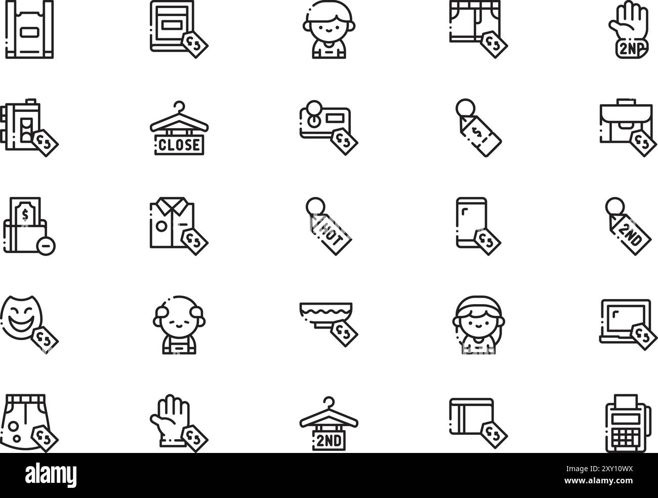Second hand store icons collection is a vector illustration with ...