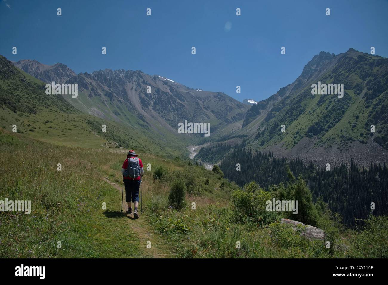 Senior woman hiking in Ala Archa National Park in Kyrgyzstan Stock Photo - Alamy