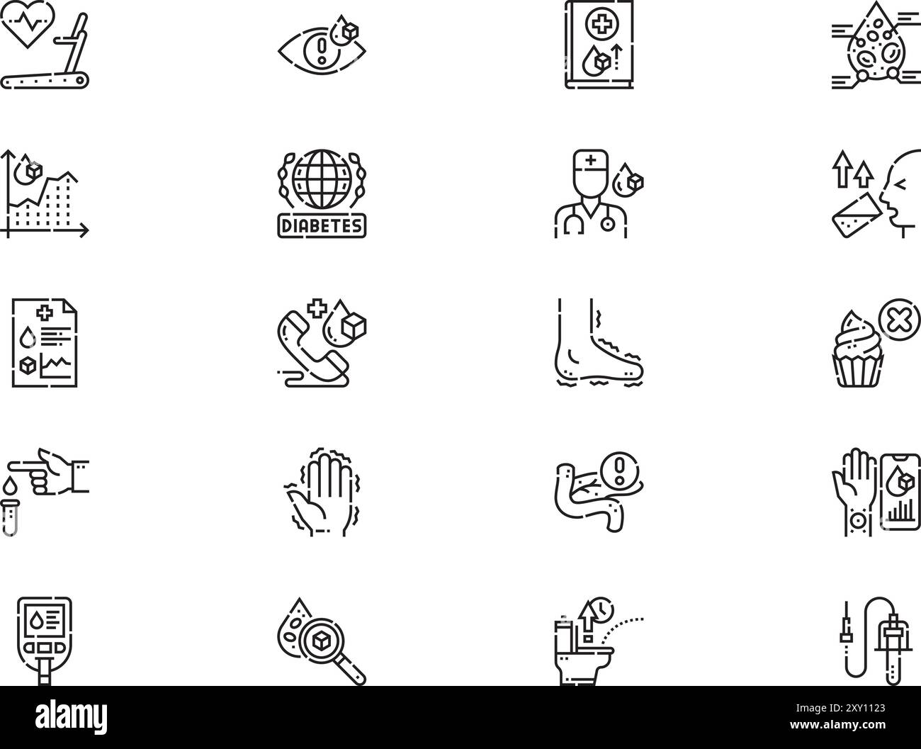 Diabetes icons collection is a vector illustration with editable stroke ...