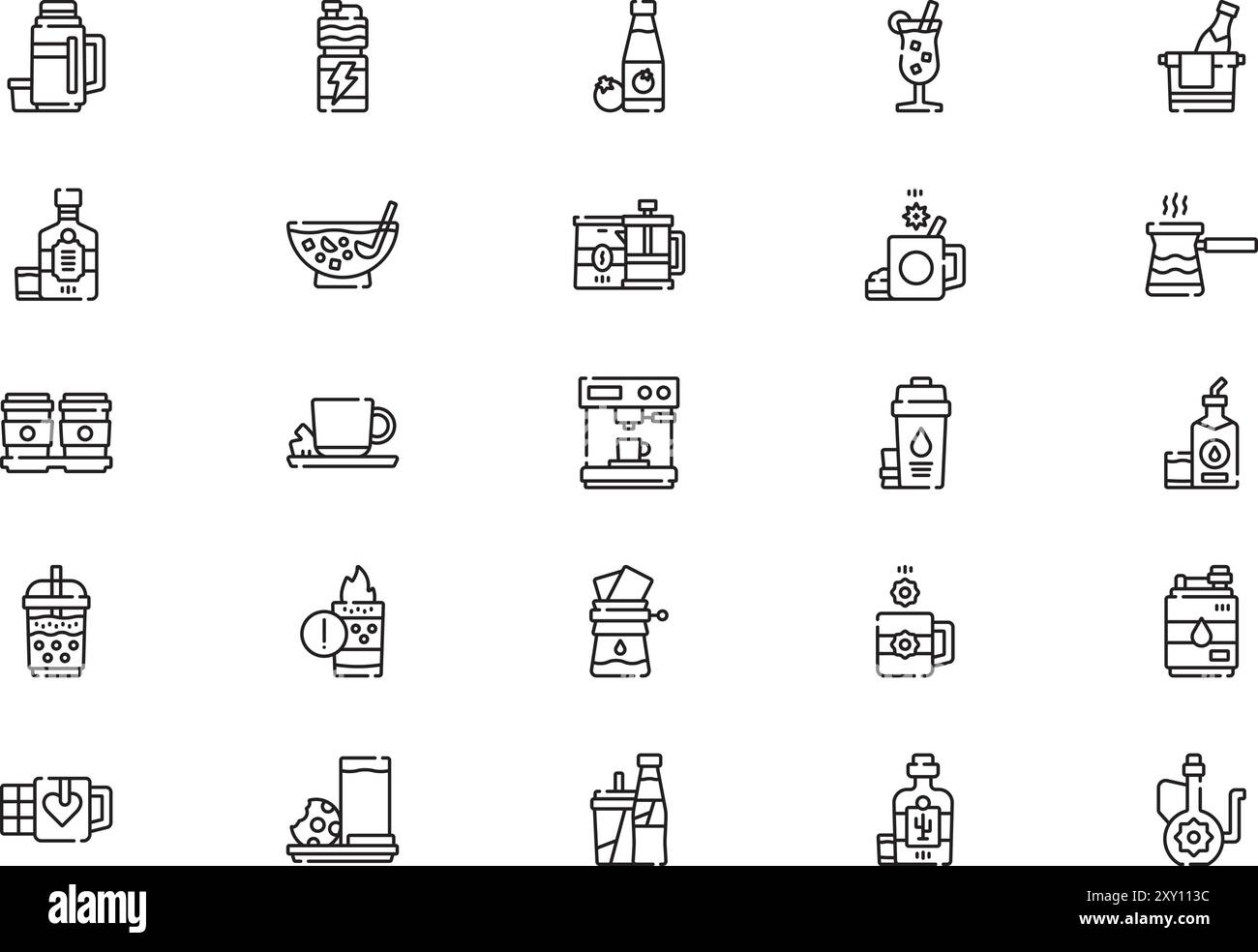 Beverages icon collection is a vector illustration with editable stroke ...