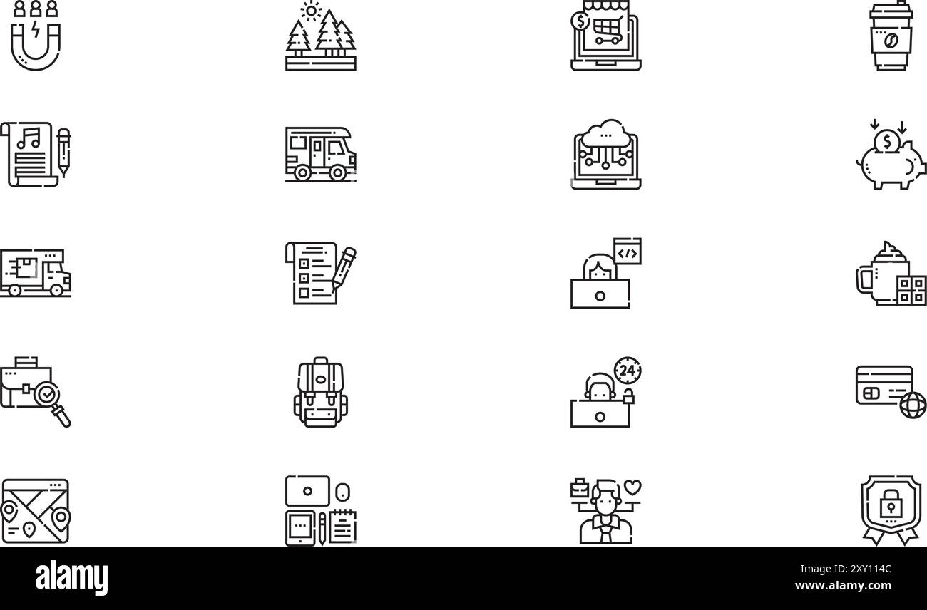 Digital nomad icons collection is a vector illustration with editable ...
