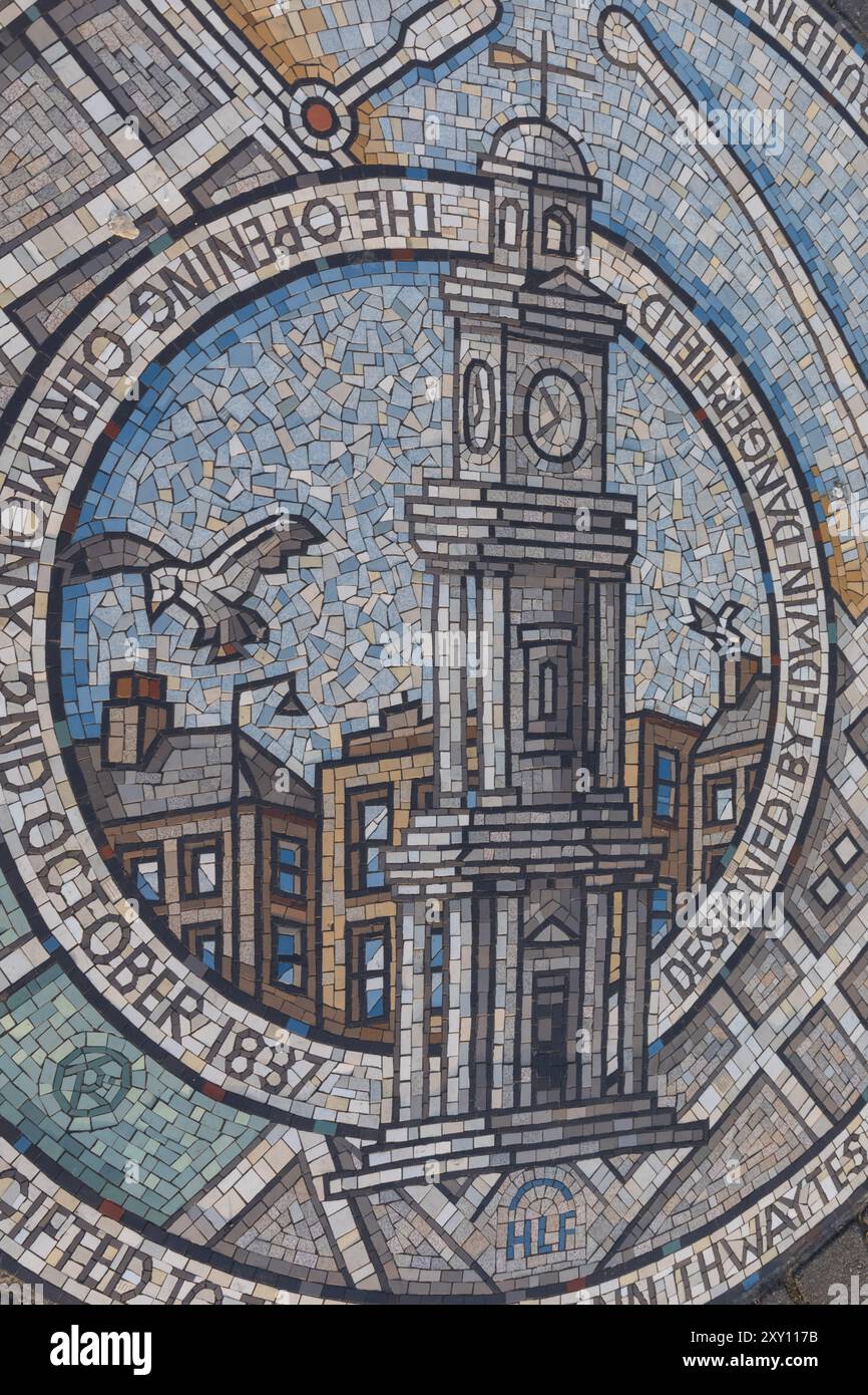 England, Kent, Herne Bay, Clock Tower Plaza, Floor Mosaics Celebrating ...