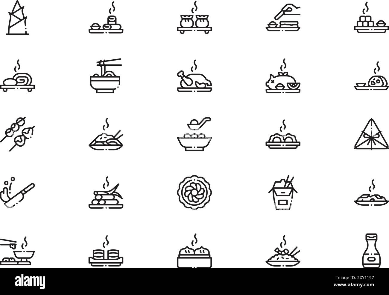 Chinese food icons collection is a vector illustration with editable ...