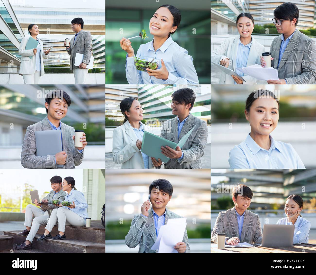 Professional Colleagues Engaging in Various Work Activities Outside ...