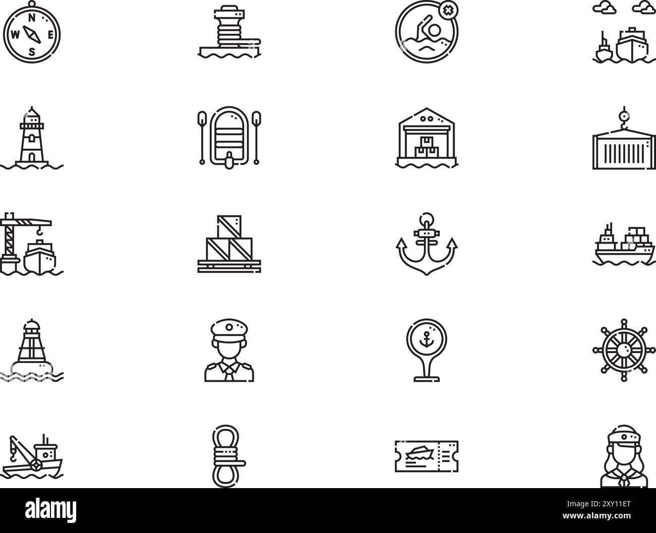 Harbour icons collection is a vector illustration with editable stroke ...