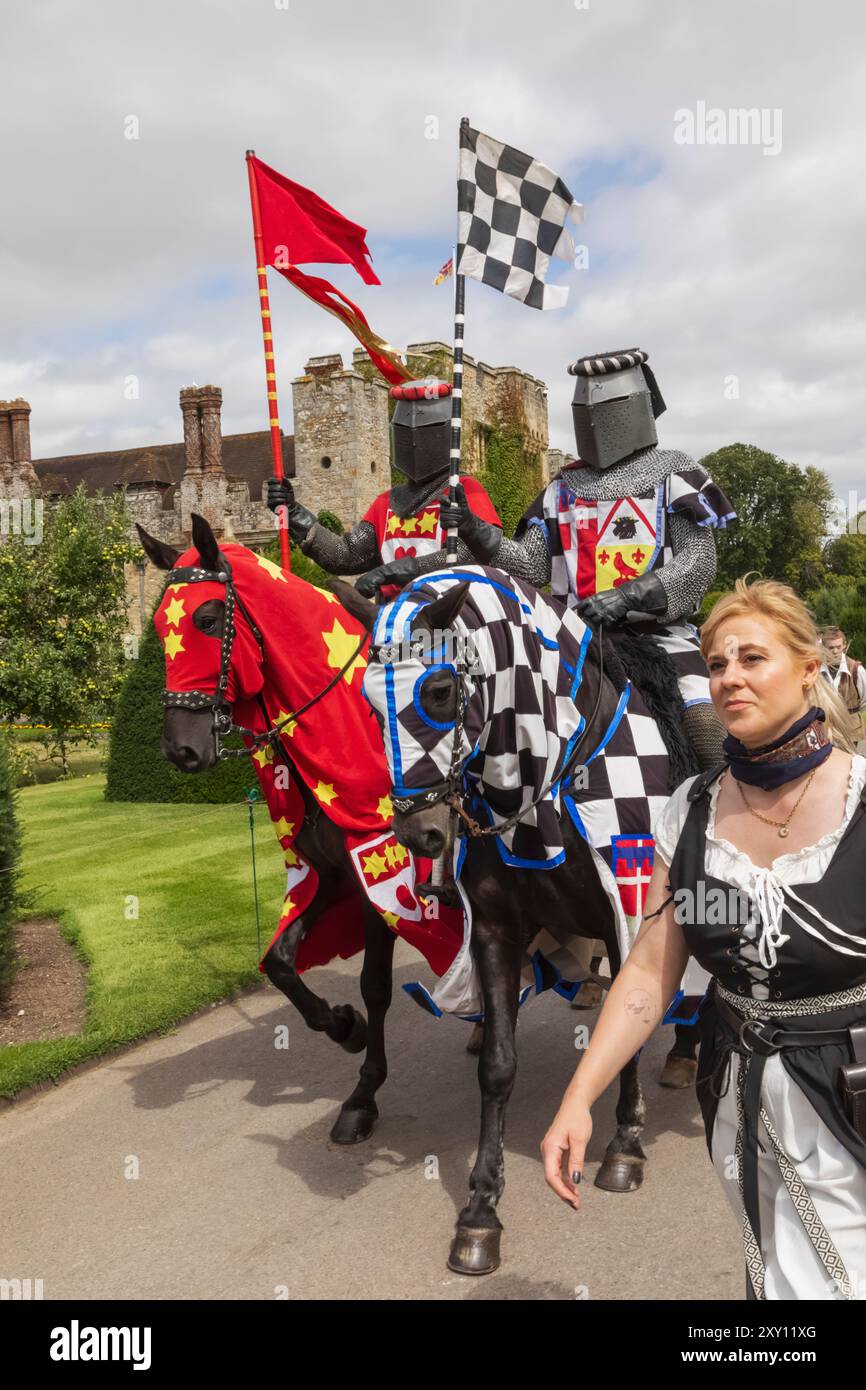 England, Kent, Hever, Hever Castle, Colourful Knights in Armour on ...