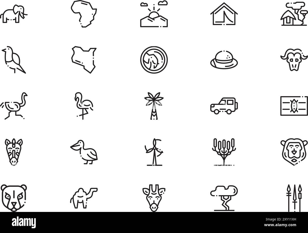 Kenya icons collection is a vector illustration with editable stroke ...
