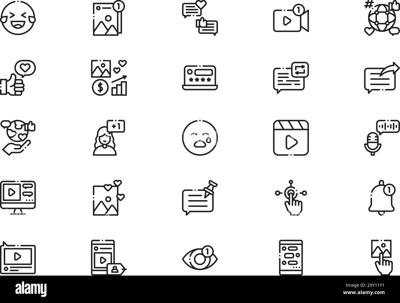 Social media interactions icons collection is a vector illustration ...