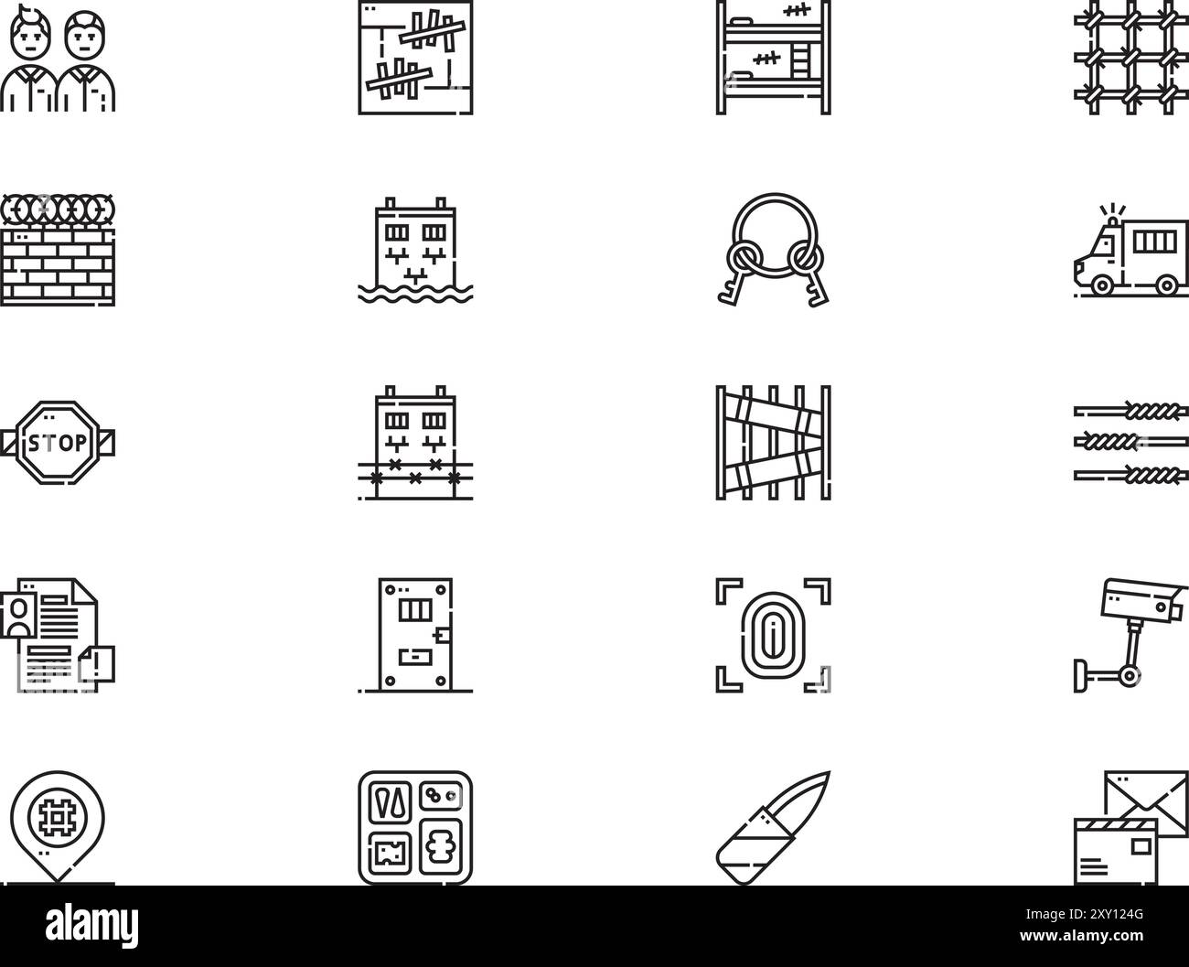Prison icons collection is a vector illustration with editable stroke ...