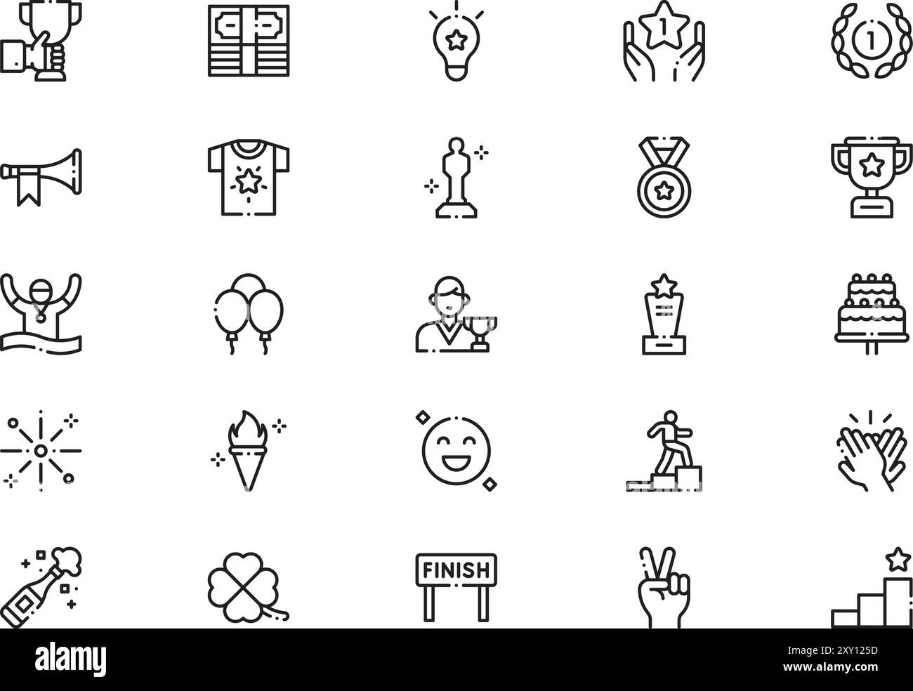 Winning icons collection is a vector illustration with editable stroke ...