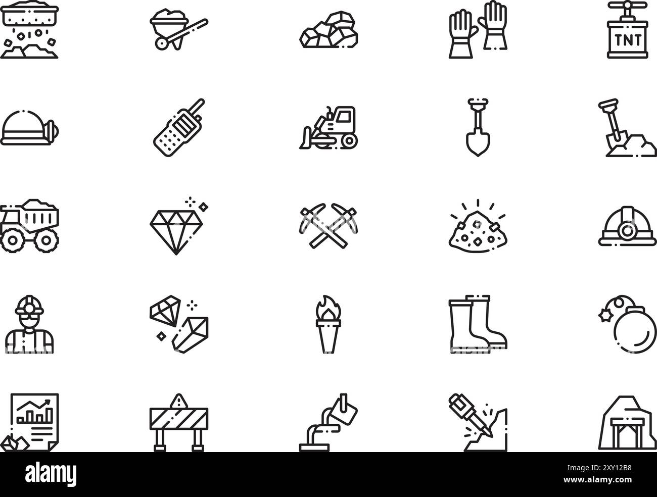 Mining icons collection is a vector illustration with editable stroke ...
