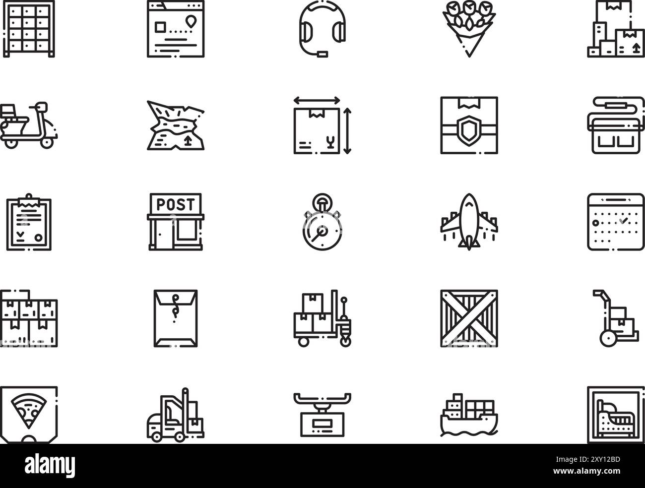 Delivery icons collection is a vector illustration with editable stroke ...