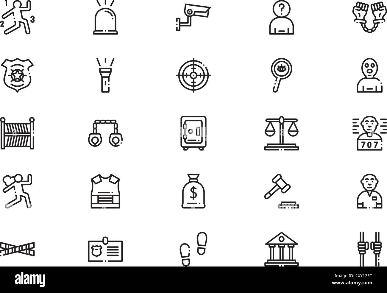 Crime investigation icons collection is a vector illustration with ...