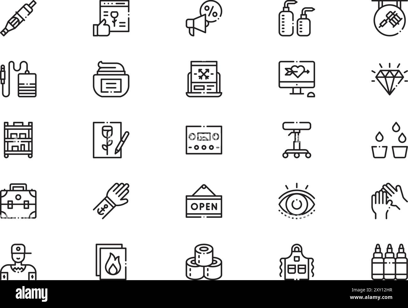 Tattoo studio icons collection is a vector illustration with editable ...