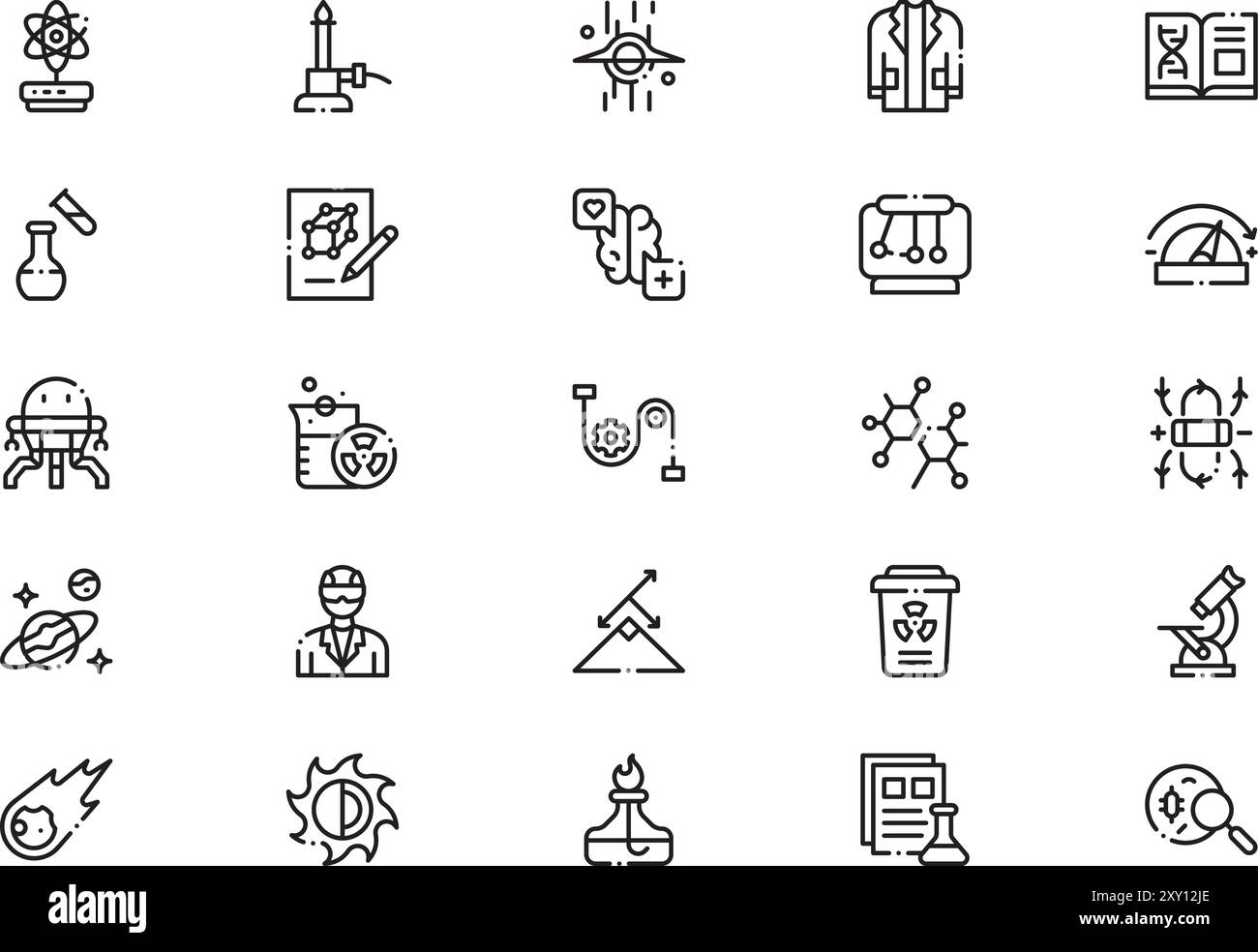 Science icons collection is a vector illustration with editable stroke ...