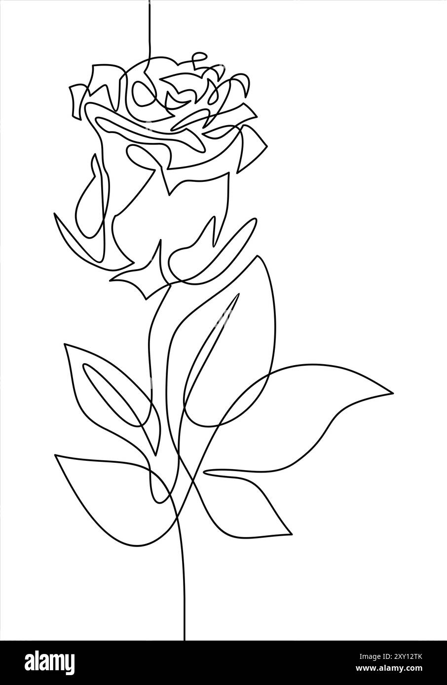 One line rose design. Hand drawn minimalism style illustration Stock ...