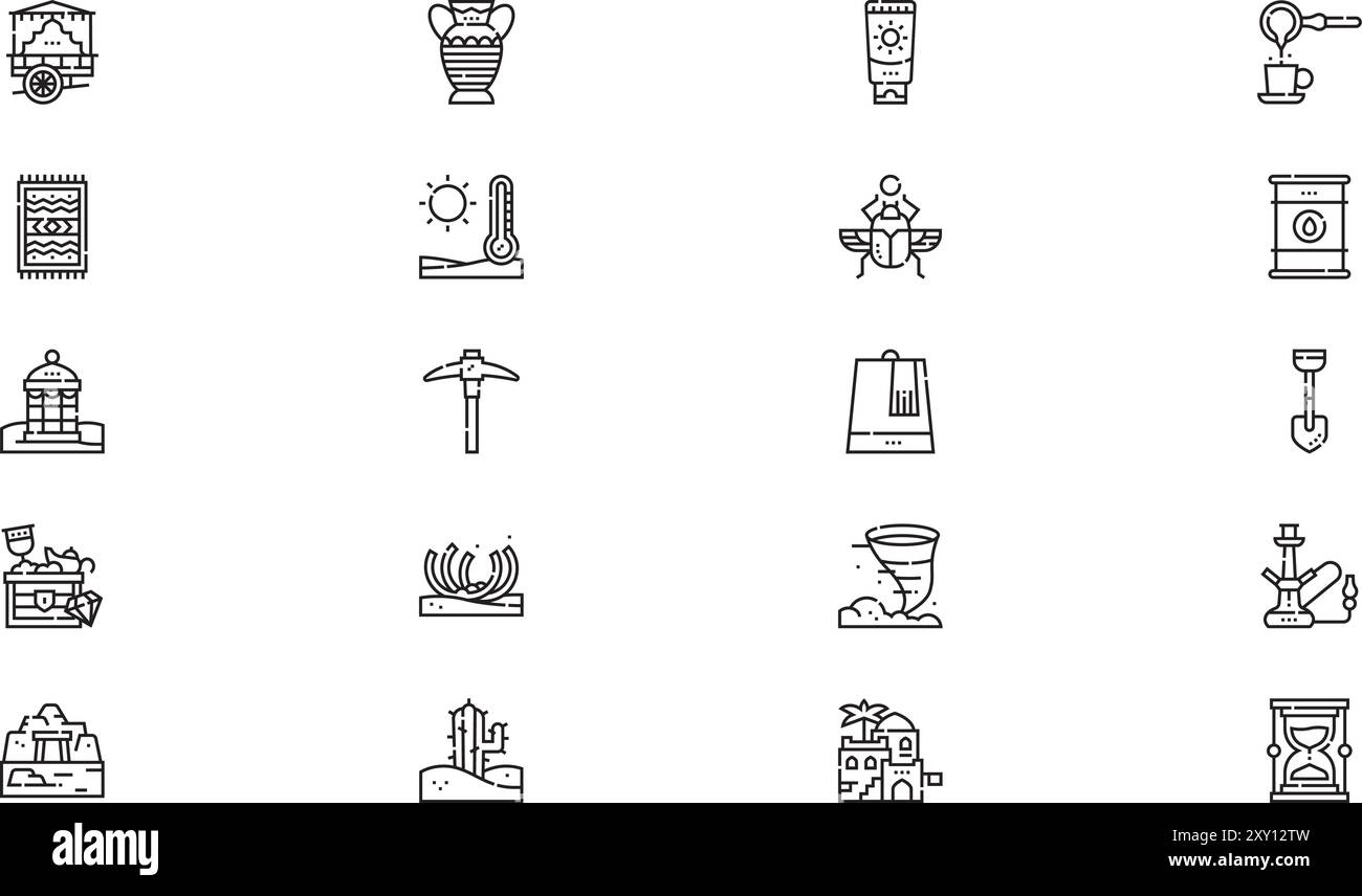 Desert icons collection is a vector illustration with editable stroke ...
