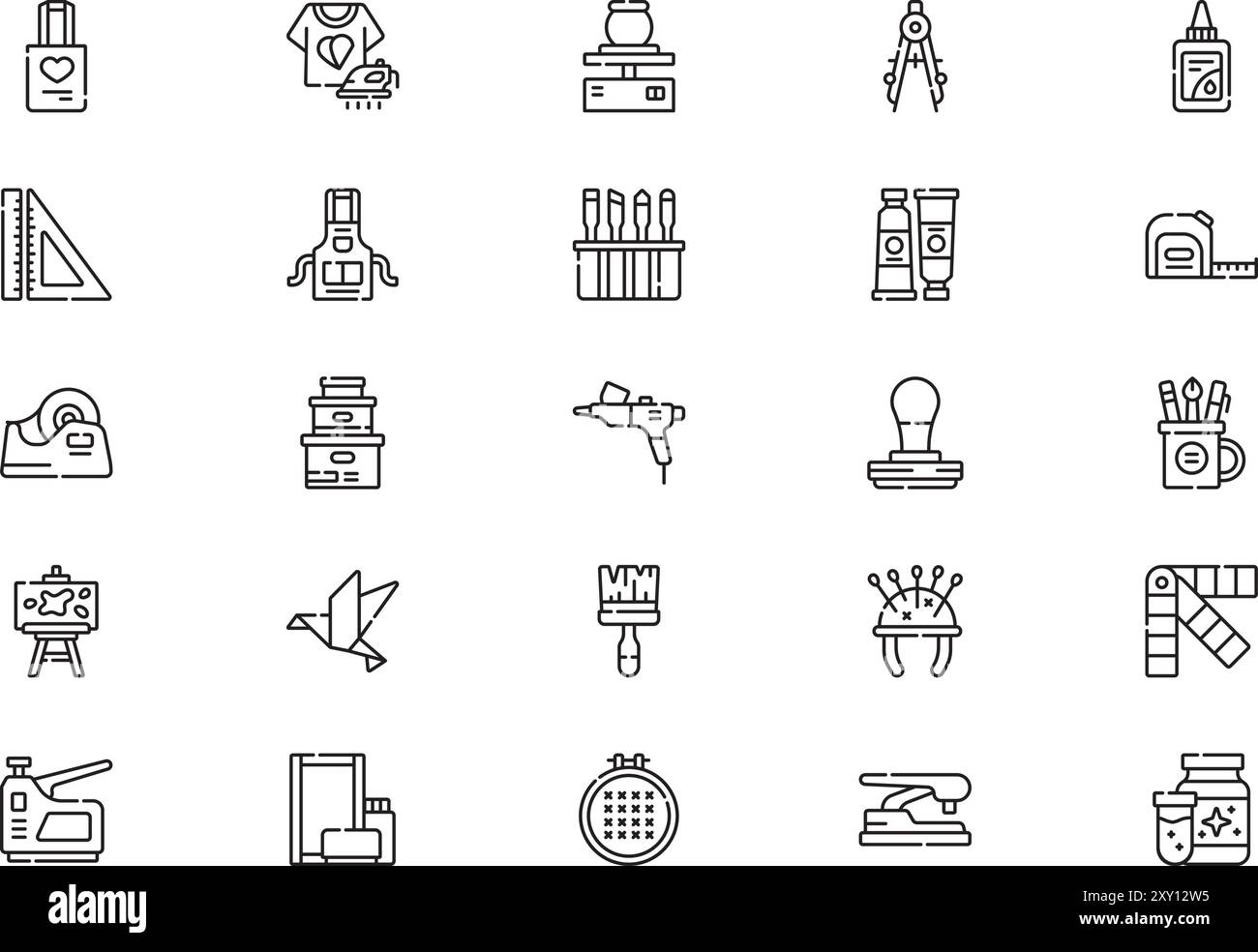 Crafting icons collection is a vector illustration with editable stroke ...