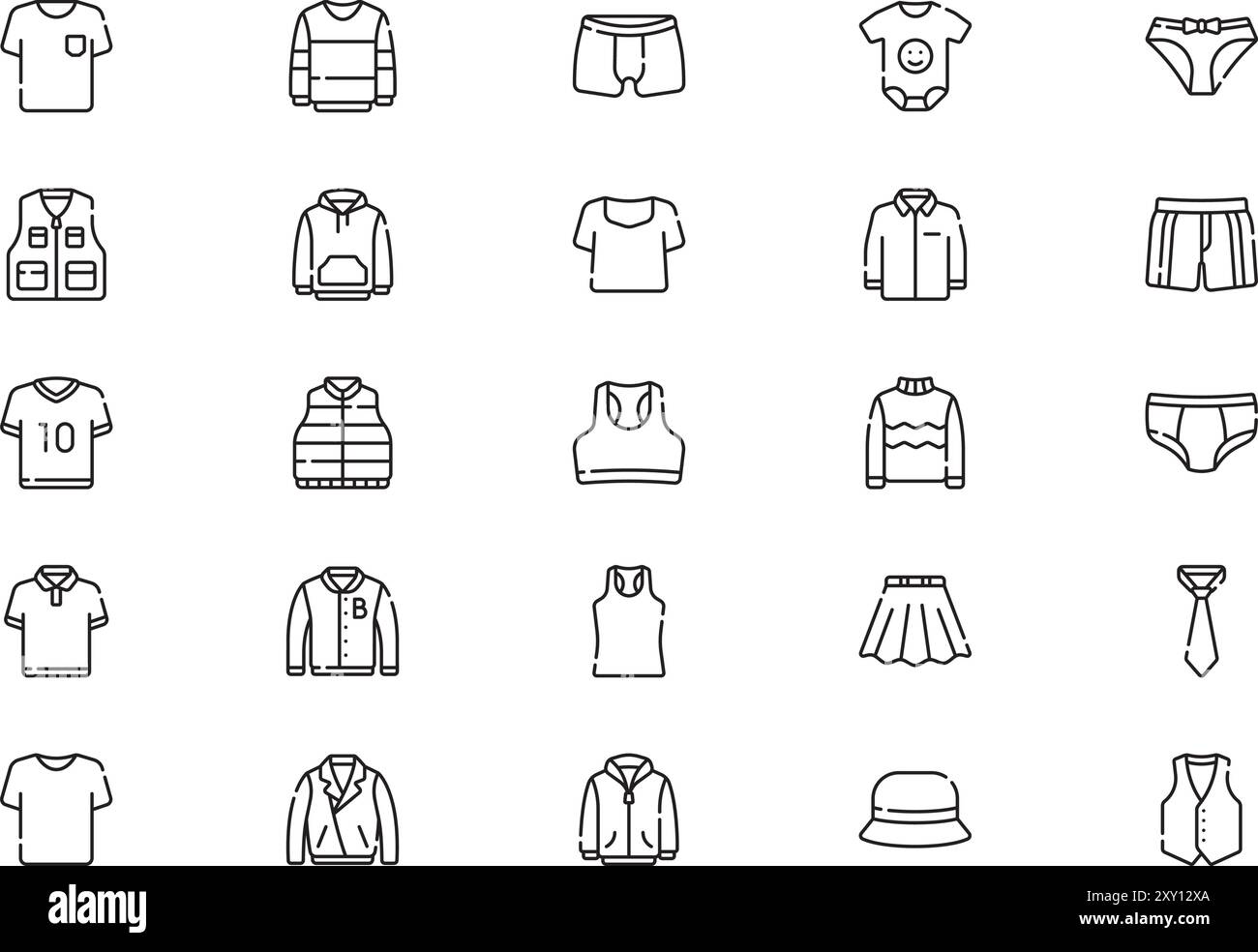 Clothes icons collection is a vector illustration with editable stroke ...