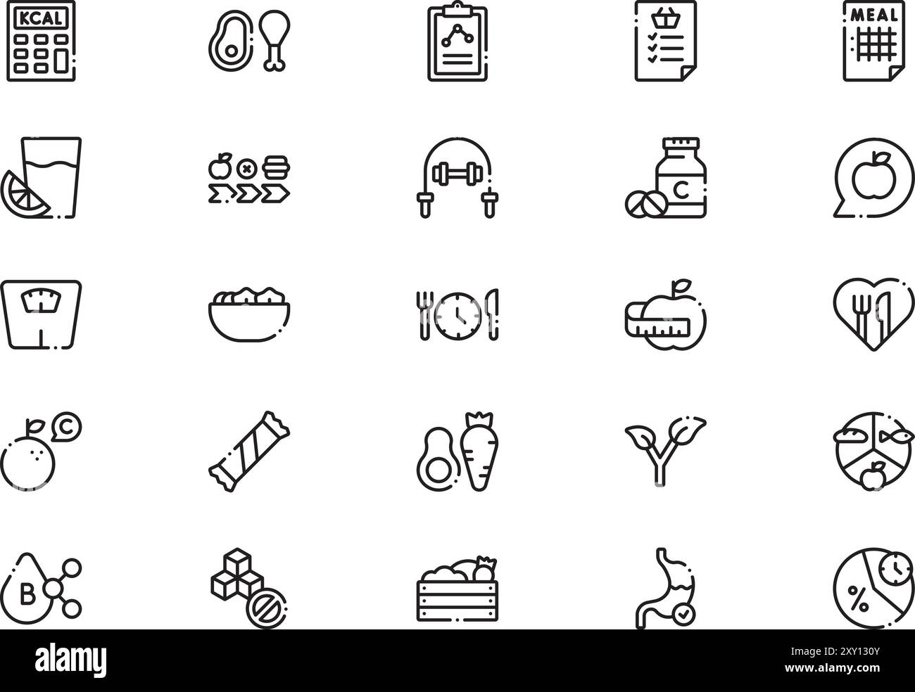 Nutritional plan icons collection is a vector illustration with ...
