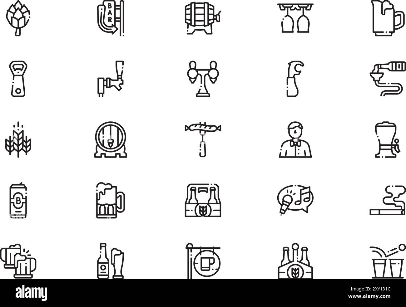 Beer icons collection is a vector illustration with editable stroke ...