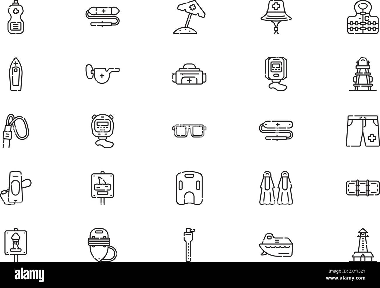Lifeguard icons collection is a vector illustration with editable ...