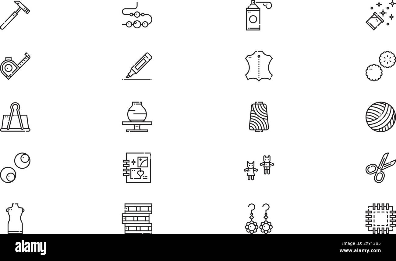 Crafting icons collection is a vector illustration with editable stroke ...