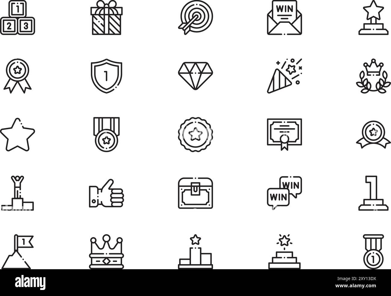 Winning icons collection is a vector illustration with editable stroke ...