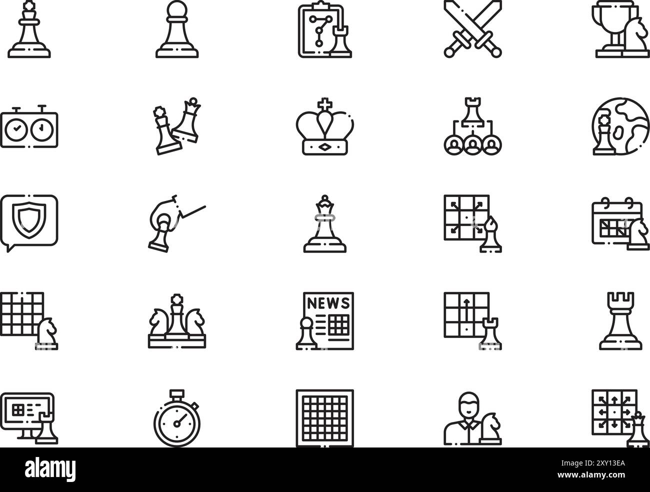 Chess icons collection is a vector illustration with editable stroke ...