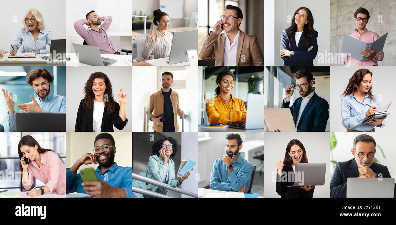 Diverse Group of Professionals Engaging in Various Workplace Activities ...