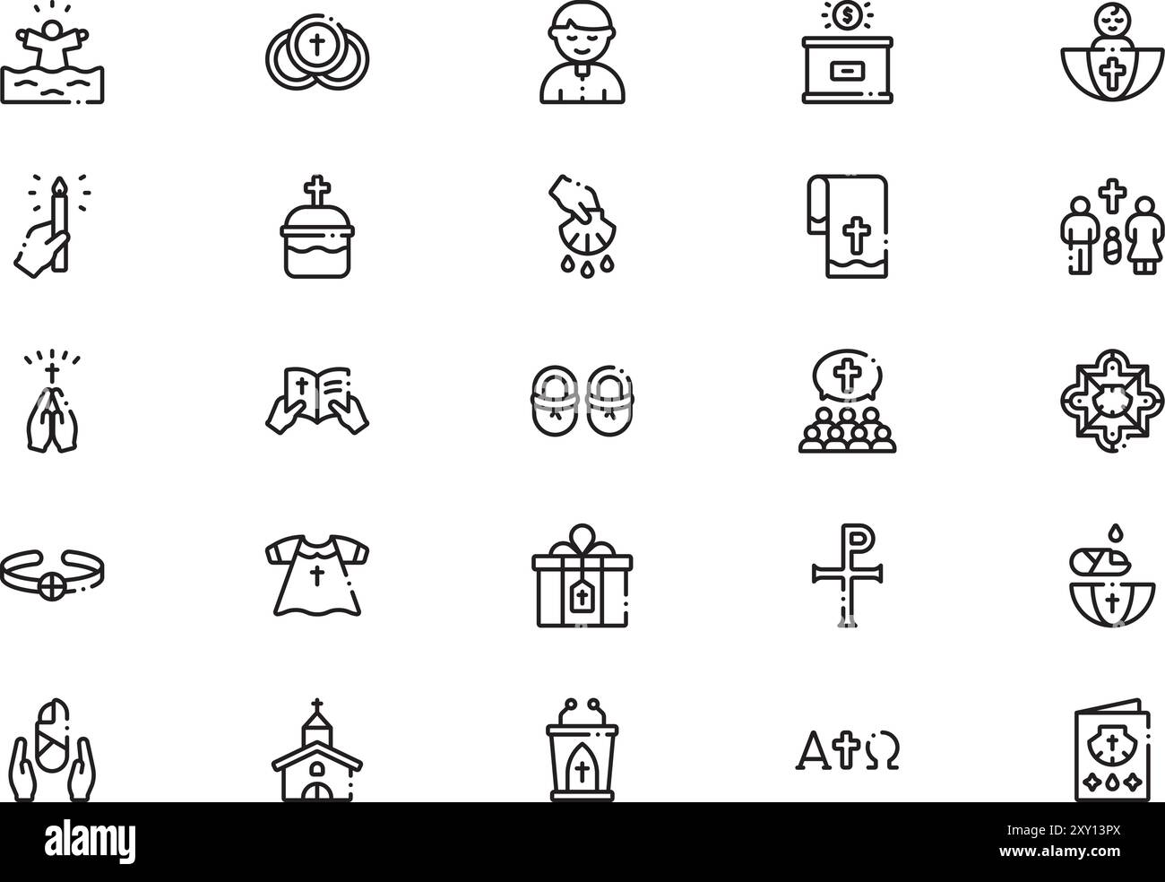 Baptism icons collection is a vector illustration with editable stroke ...
